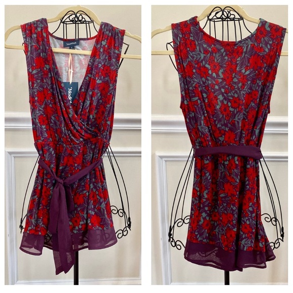 Modcloth | Tops | Nwt Modcloth Floral Wrap Front Belted Top | Poshmark